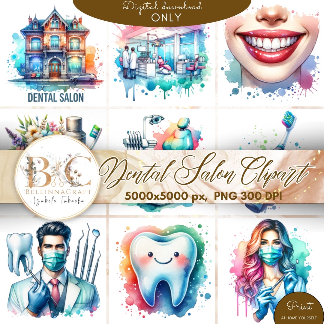 Watercolor Dental Salon Clipart. Dentist Clipart.dental Care Clipart ...