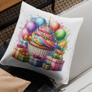 Watercolor Birthday Party Clipart, Cake Present Balloons Clipart Bundle ...