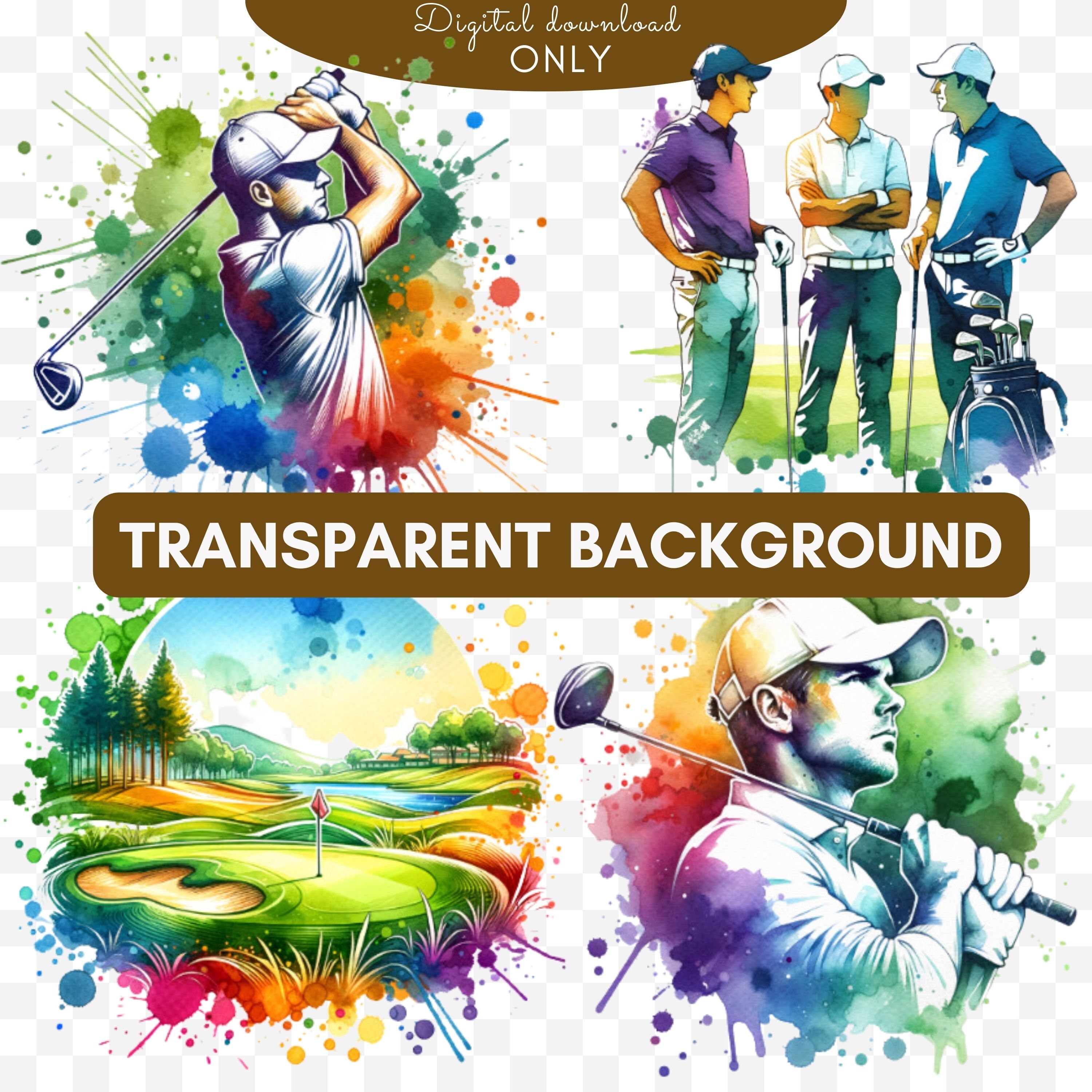 Watercolor Golf Clipart PNG, Bundle 9 High Quality, Watercolor Sport ...