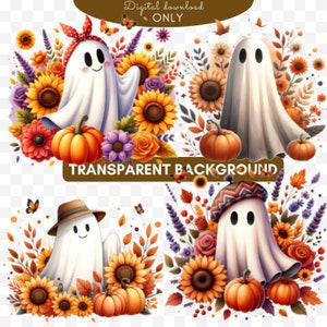 Watercolor Cute Ghost Clipart, Halloween Clipart Graphics, Ghost ...