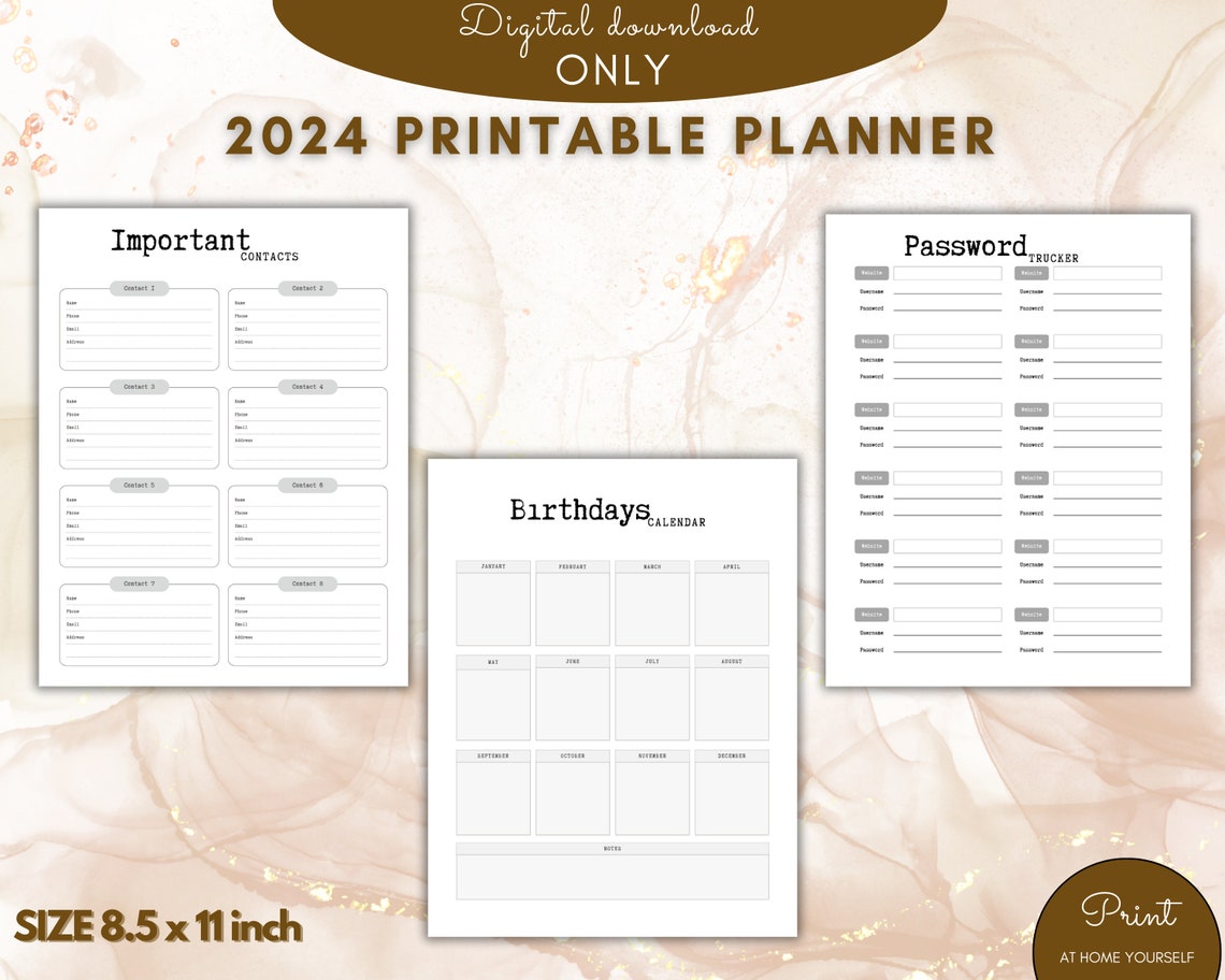 2024 Printable Planner, 2024 Monthly Planner, 2024 Weekly Planner, 2024 ...