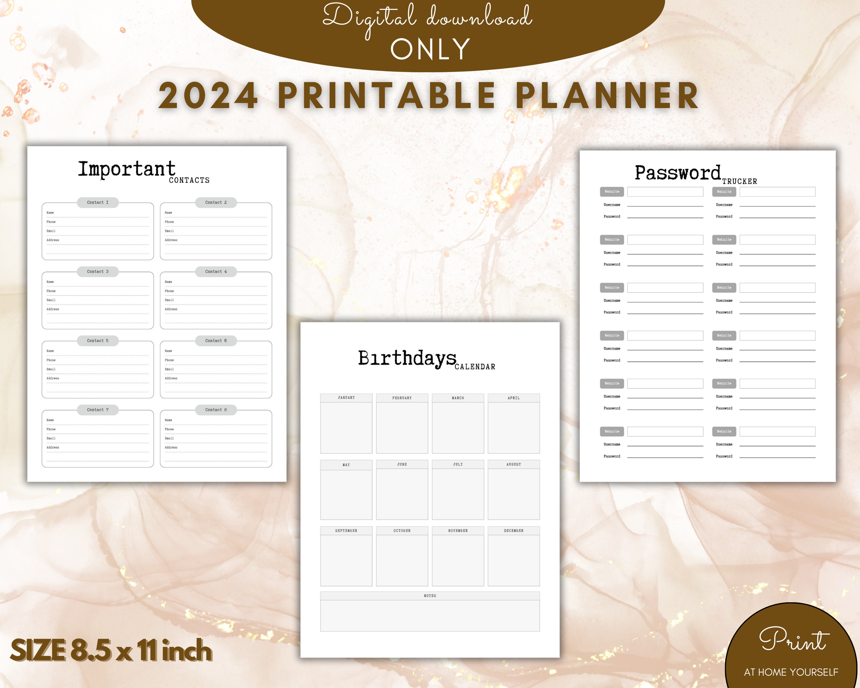 2024 Printable Planner, 2024 Monthly Planner, 2024 Weekly Planner, 2024 ...