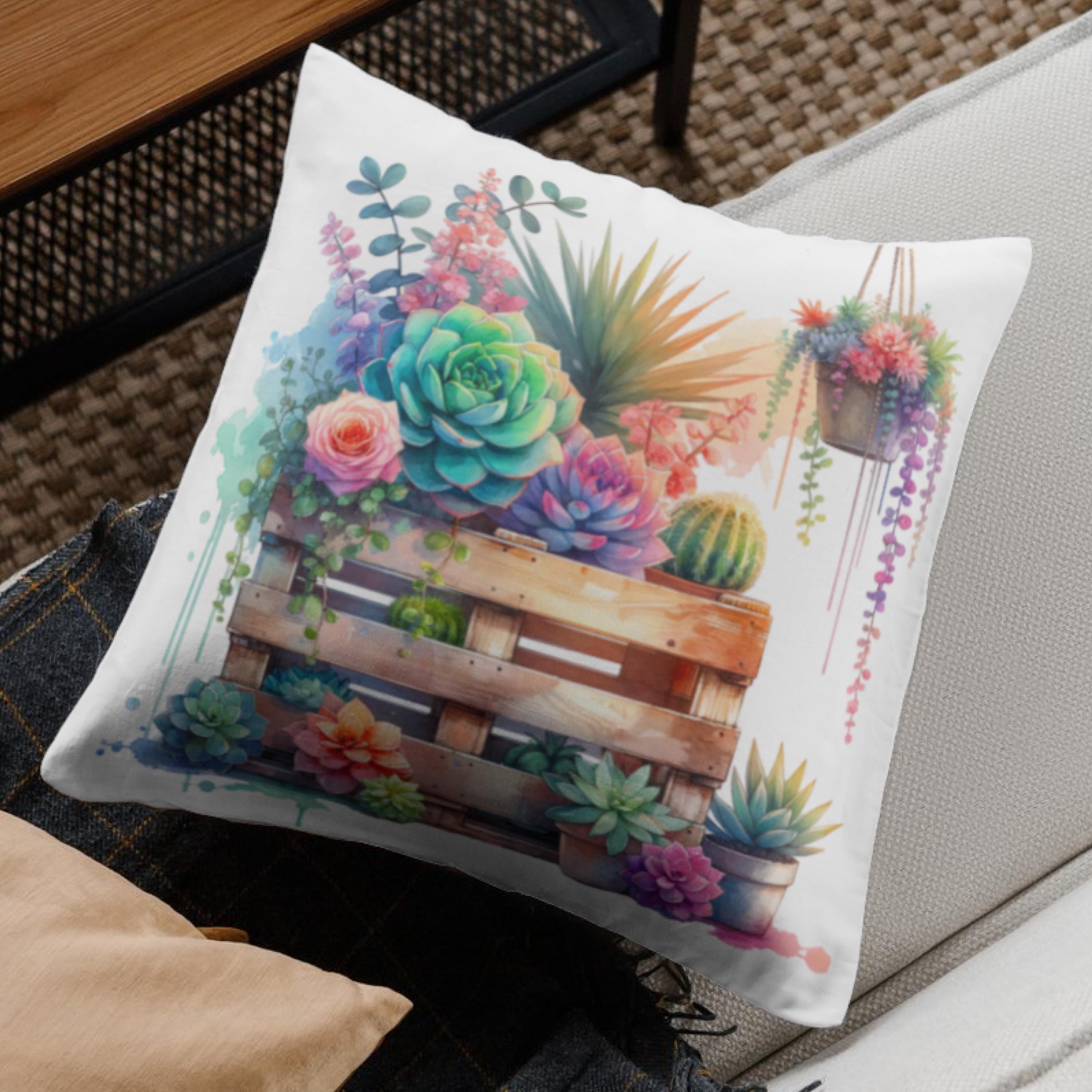Watercolor Floral Palett Gardens Clipart, Blooming Pallets PNG, Vintage ...