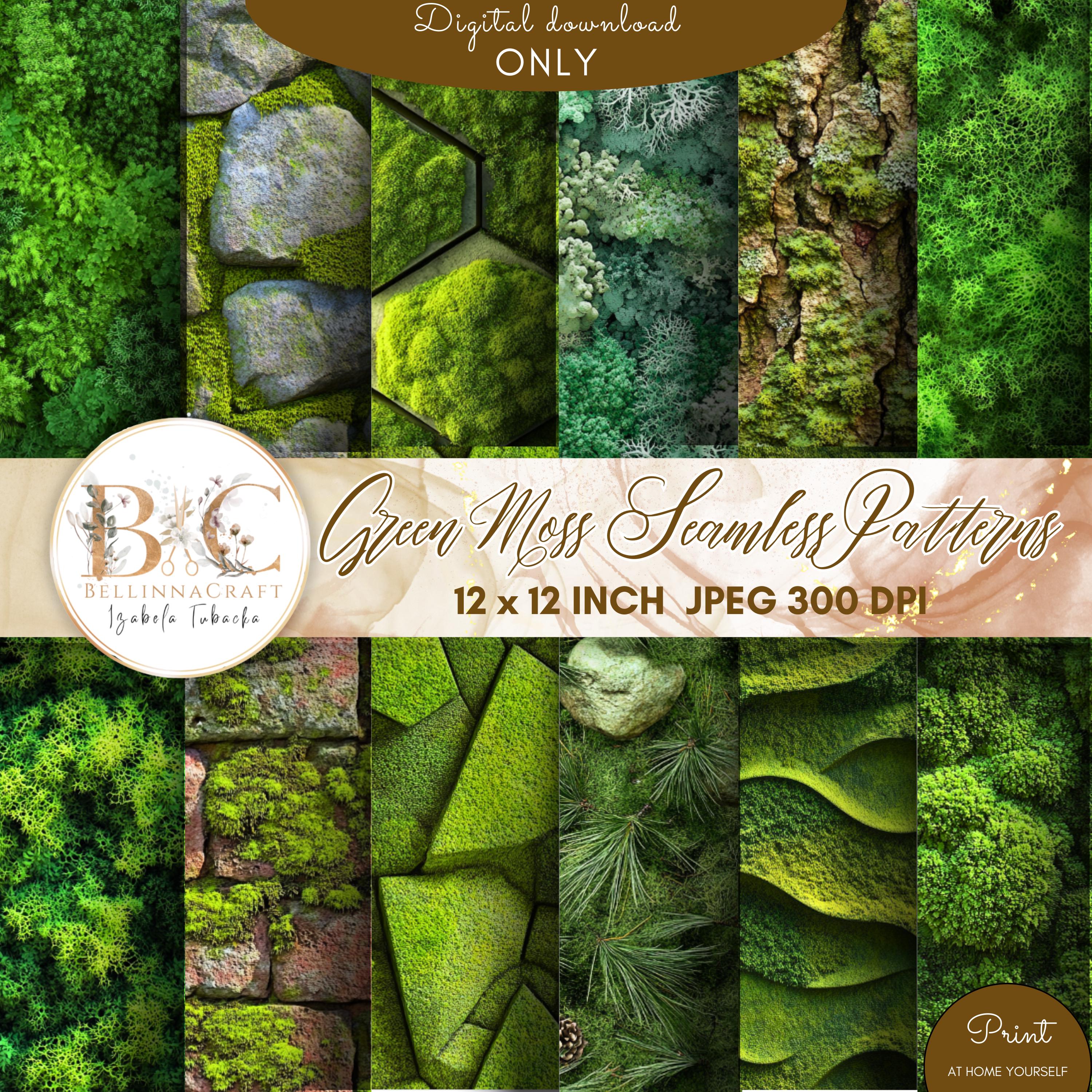 Green Moss Seamless Digital Paper, Realistic Moss Seamless Pattern ...