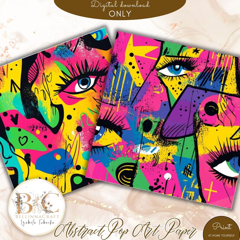 Vibrant Abstract Pop Art Seamless Digital Paper, Scrapbook Seamless ...