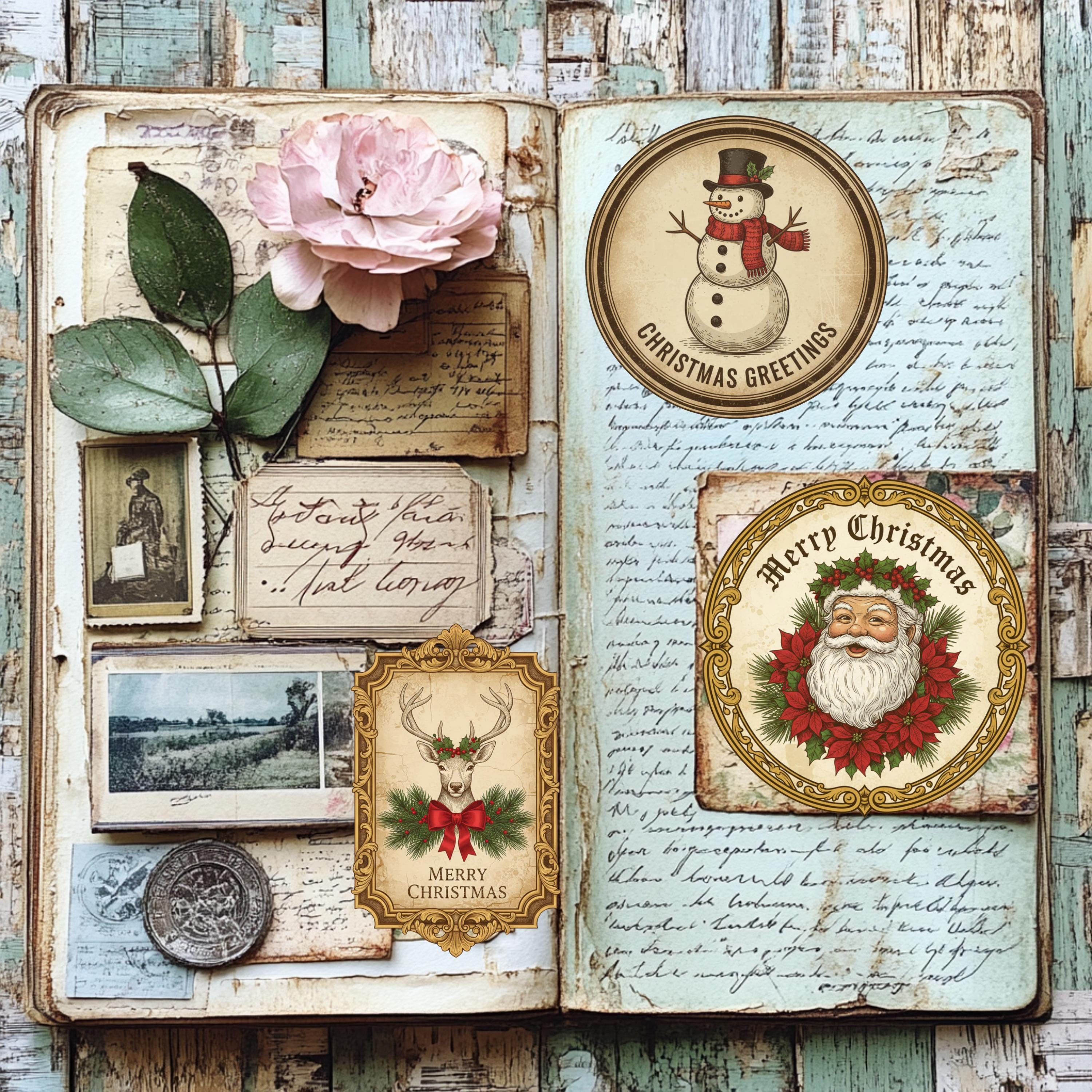 Vintage Christmas Labels PART 2, Retro Holiday Tag Printables, Antique ...