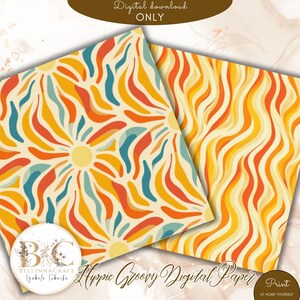 Hippie Groovy Seamless Digital Papers, 70s Background, Retro Groovy ...