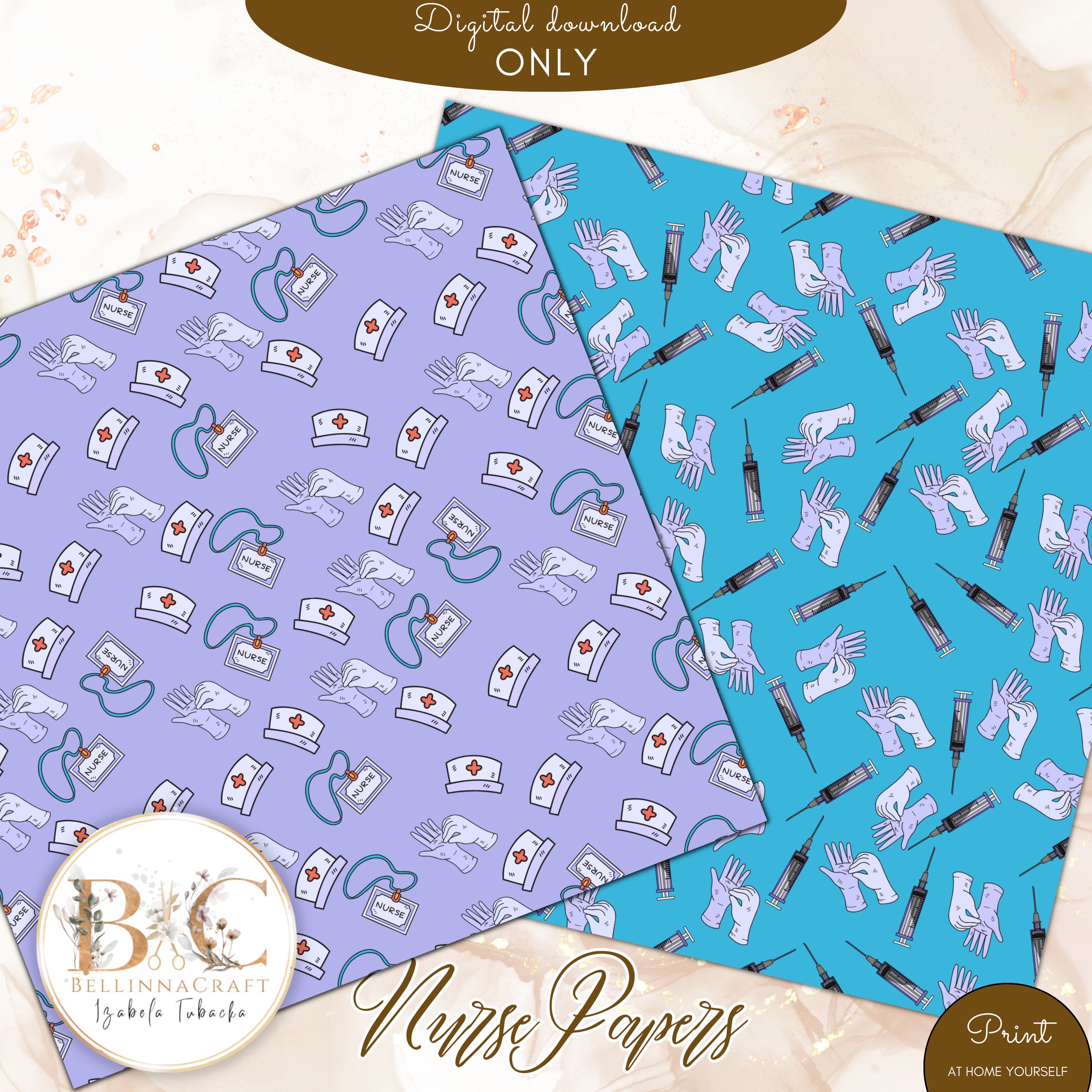 Nurse Seamless Pattern Digital Paper Png Bundle,digital Paper Png,nurse ...
