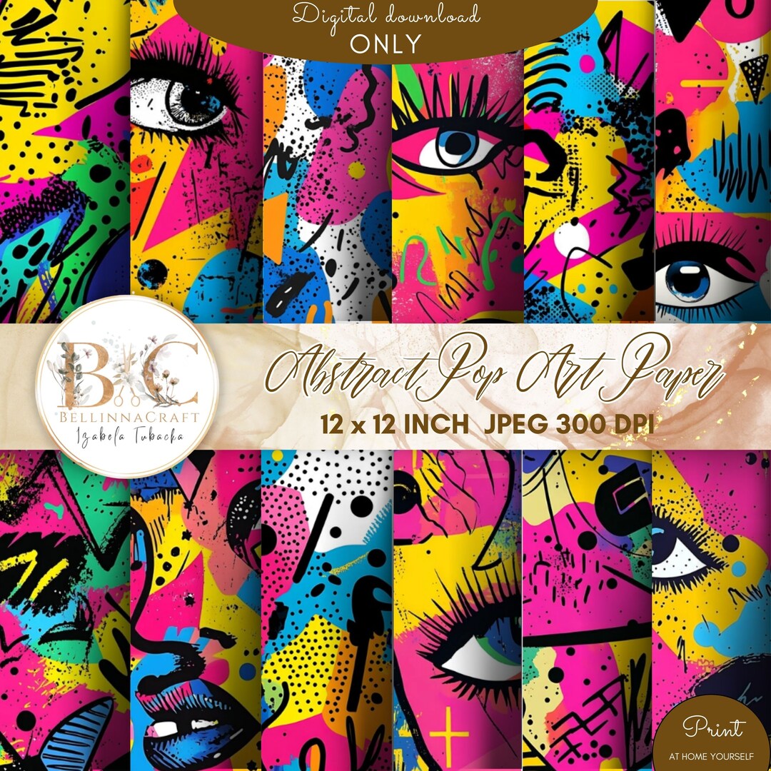 Vibrant Abstract Pop Art Seamless Digital Paper, Scrapbook Seamless ...