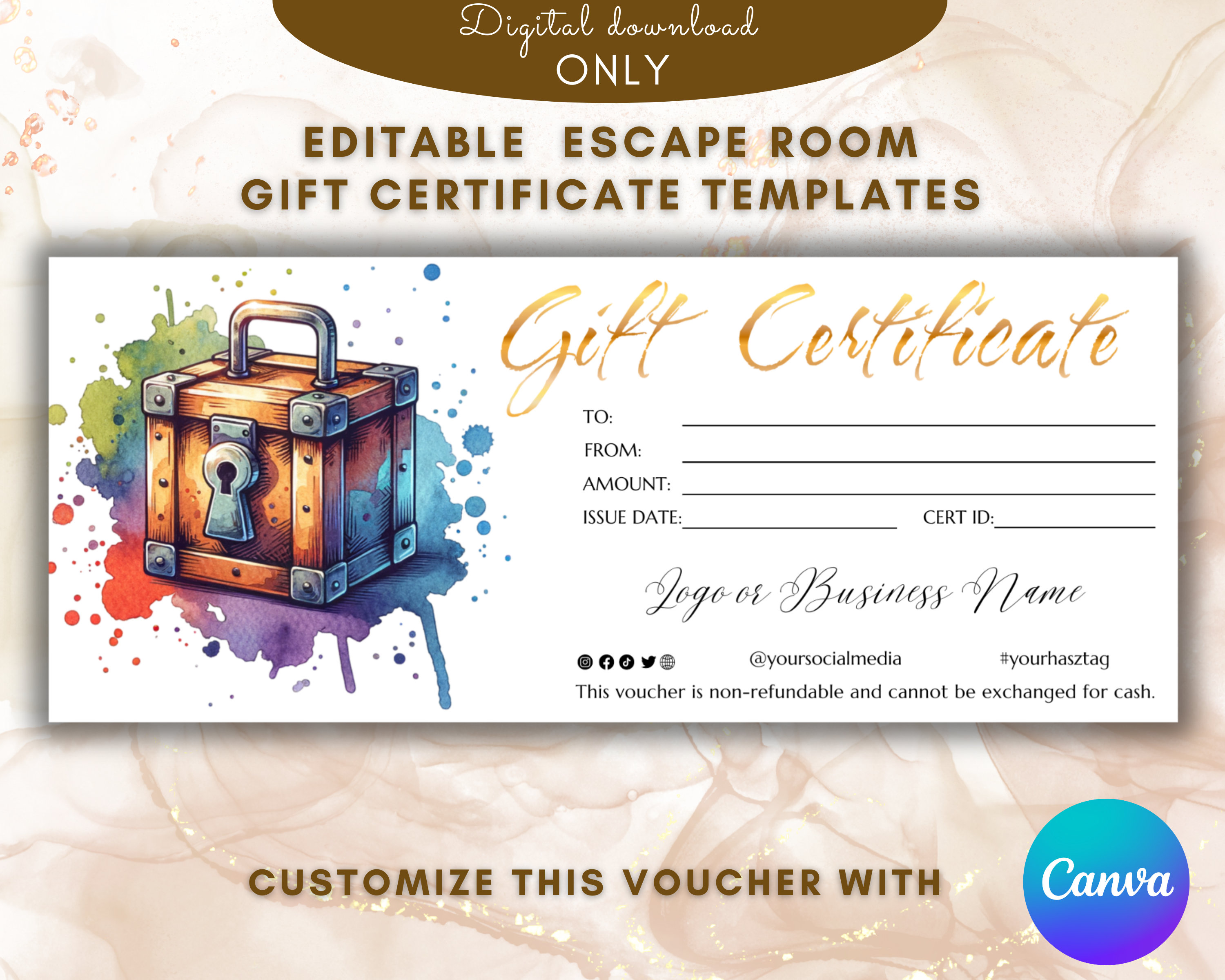 Escape Room Gift Certificate Template Escape Room Gift Card Template ...