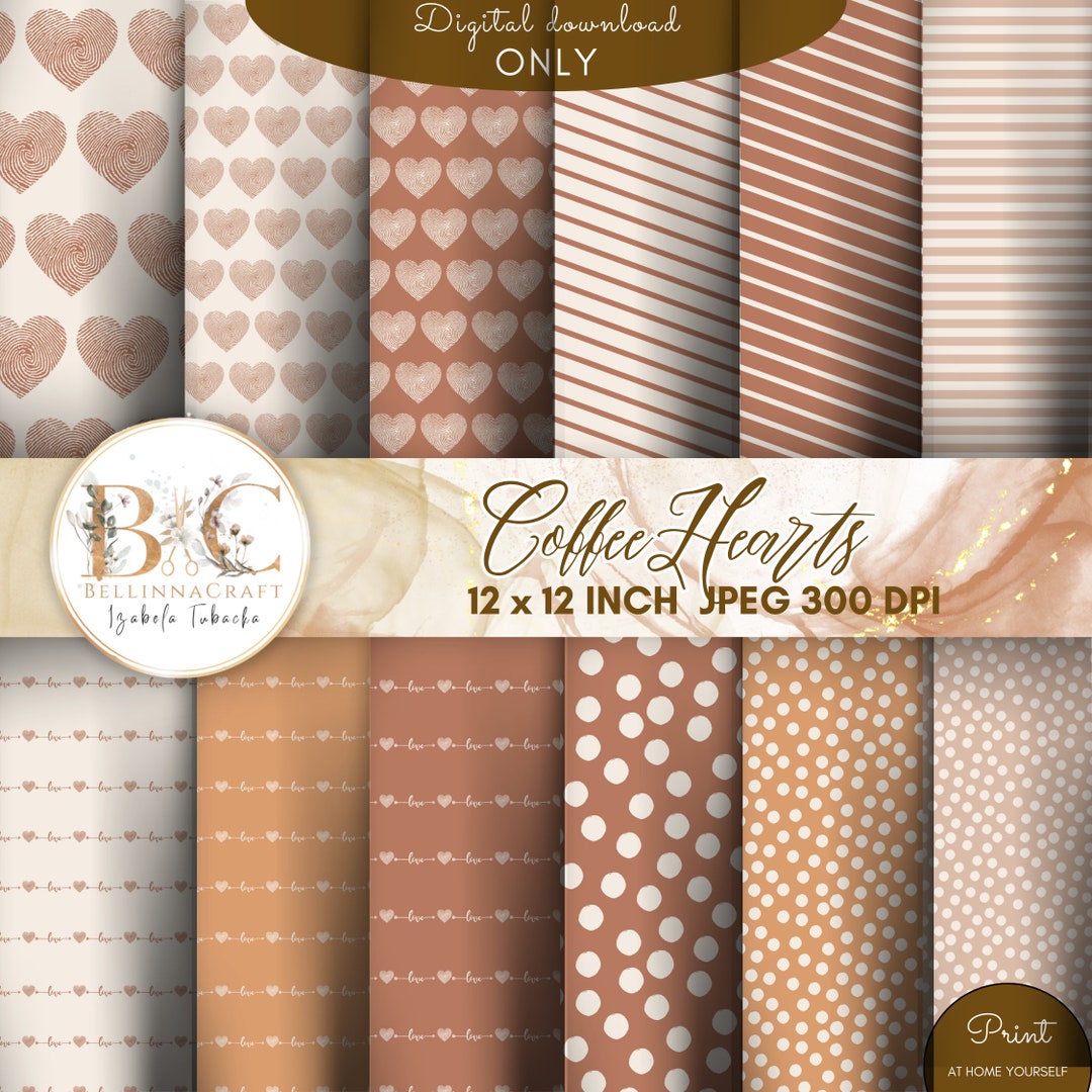 12 Valentine Hearts Seamless Digital Paper, Scrapbook Paper, Digital ...