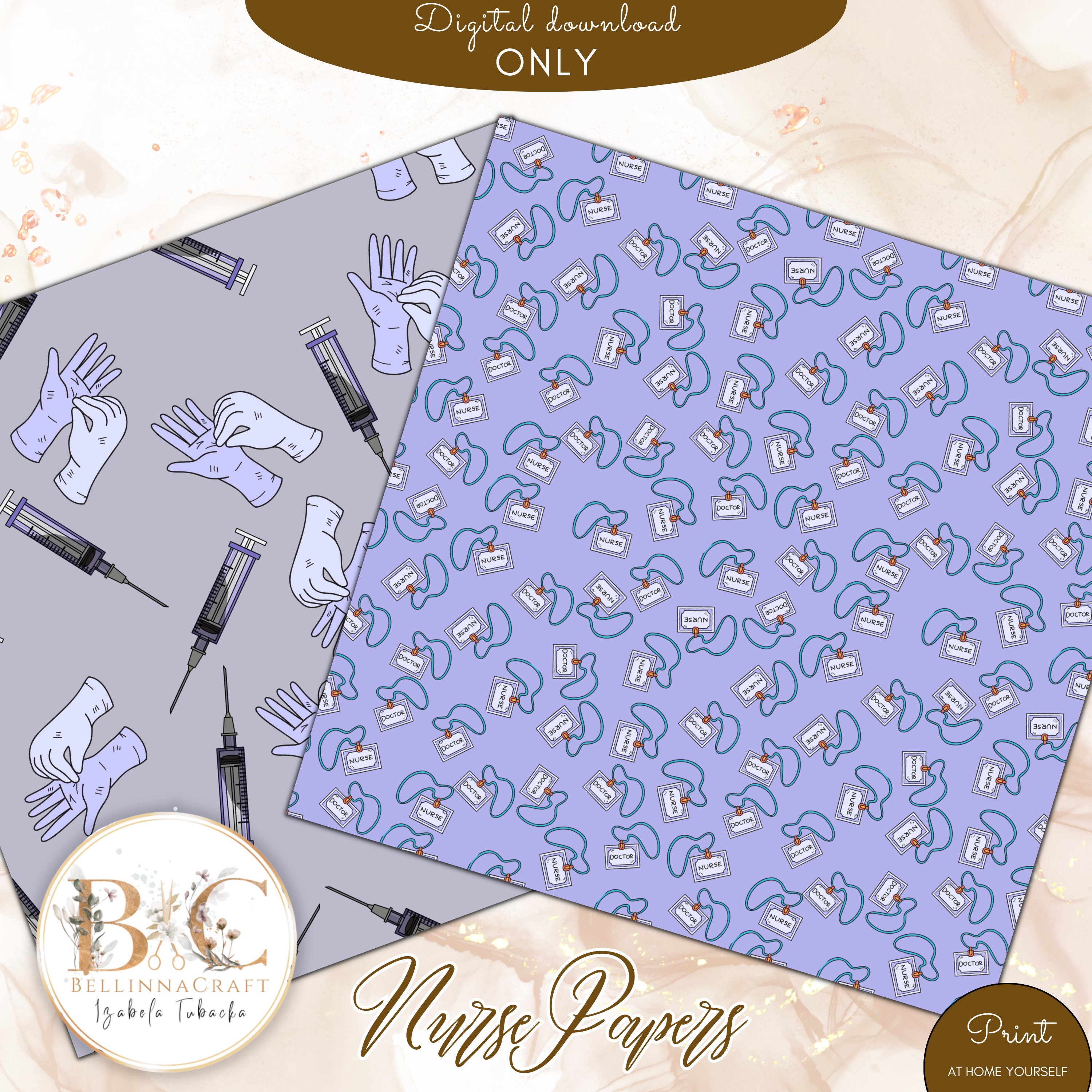 Nurse Seamless Pattern Digital Paper Png Bundle,digital Paper Png,nurse ...