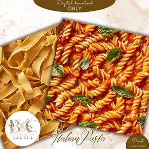 Italian Pasta Digital Paper Kit 12x12 Spaghetti Realistic Backgrounds ...