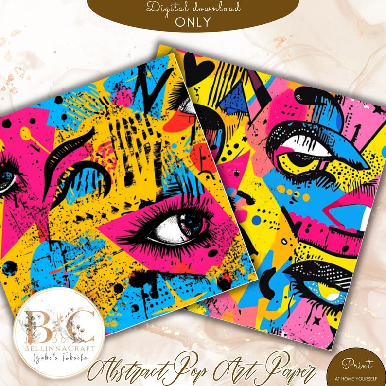 Vibrant Abstract Pop Art Seamless Digital Paper, Scrapbook Seamless ...