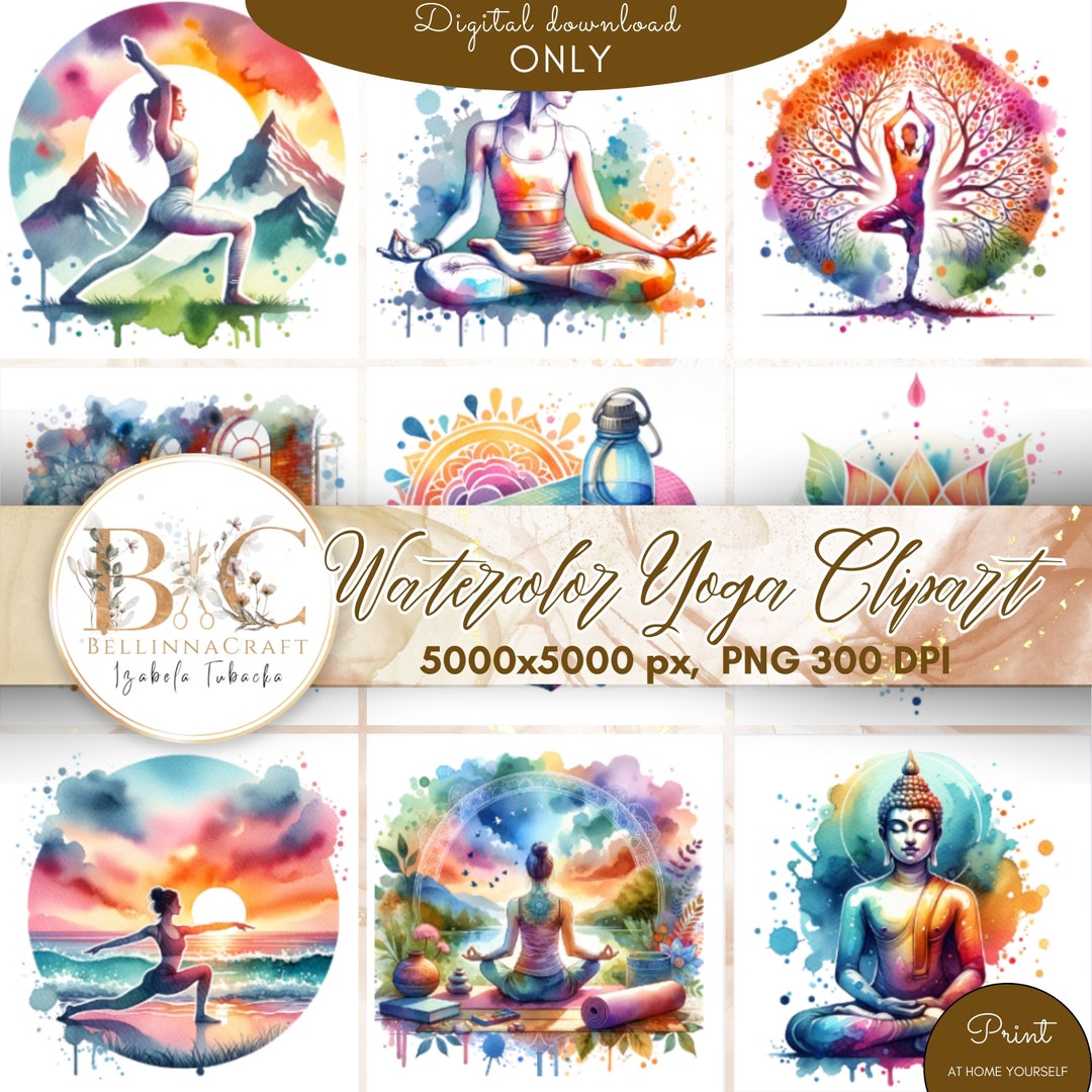 Watercolor Yoga Clipart, Yoga Poses Clipart, Yoga Bundle, Yoga Clipart ...