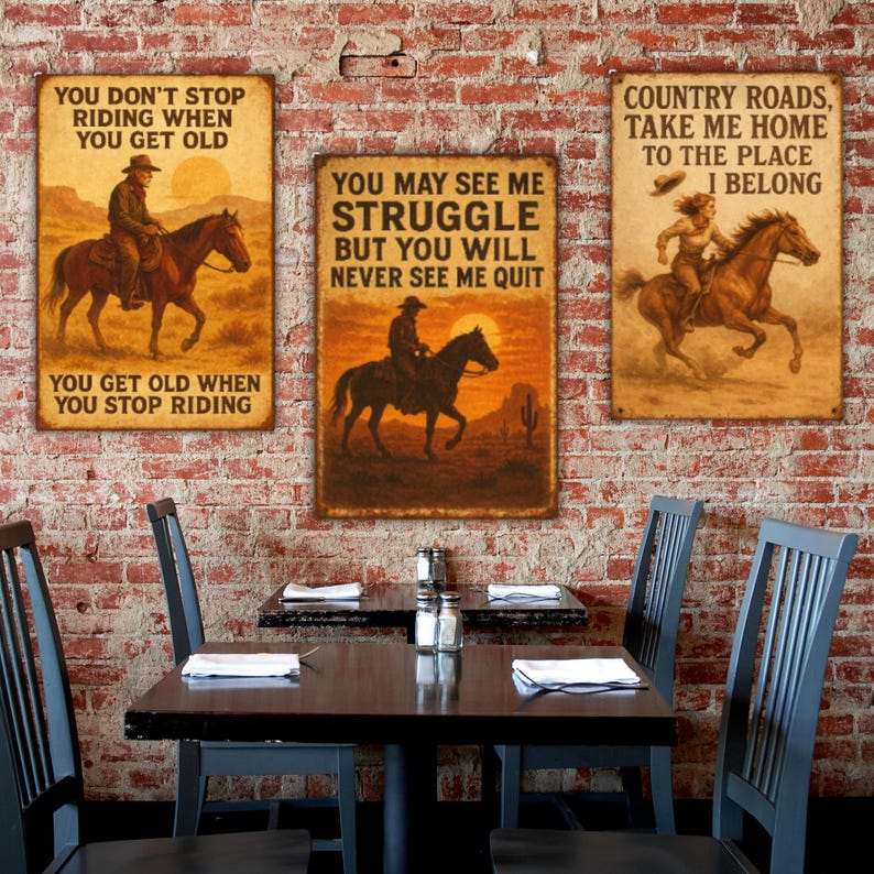 Vintage Western Poster Bundle, Cowboy Quote Wall Art Prints, Rustic ...
