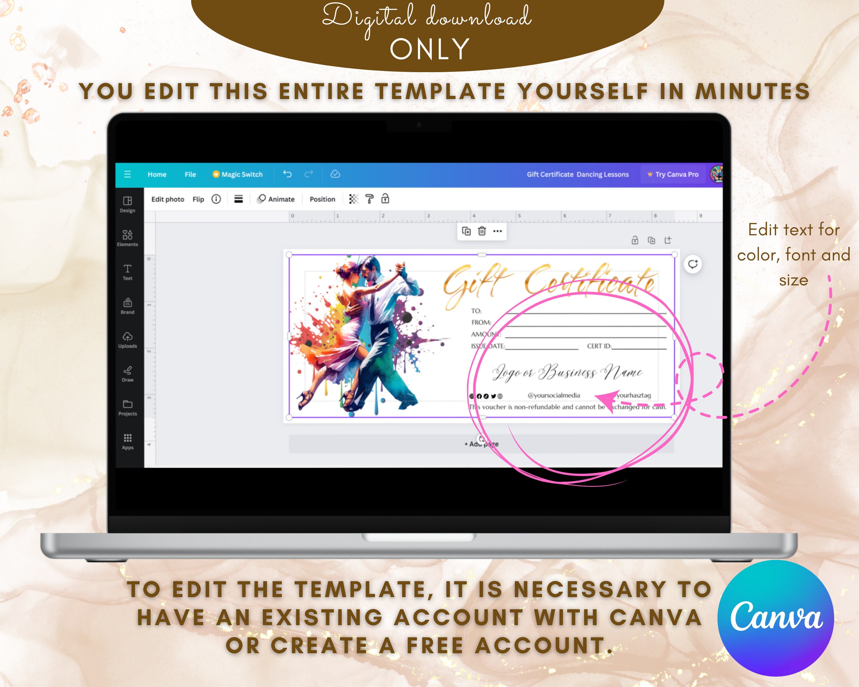 Dancing Lessons Gift Certificate Template Surprise Ballroom Dancing ...