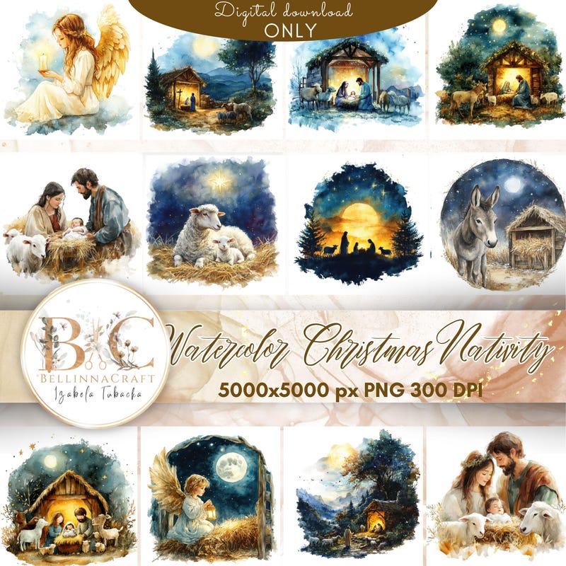 Watercolor Nativity Scene - Etsy