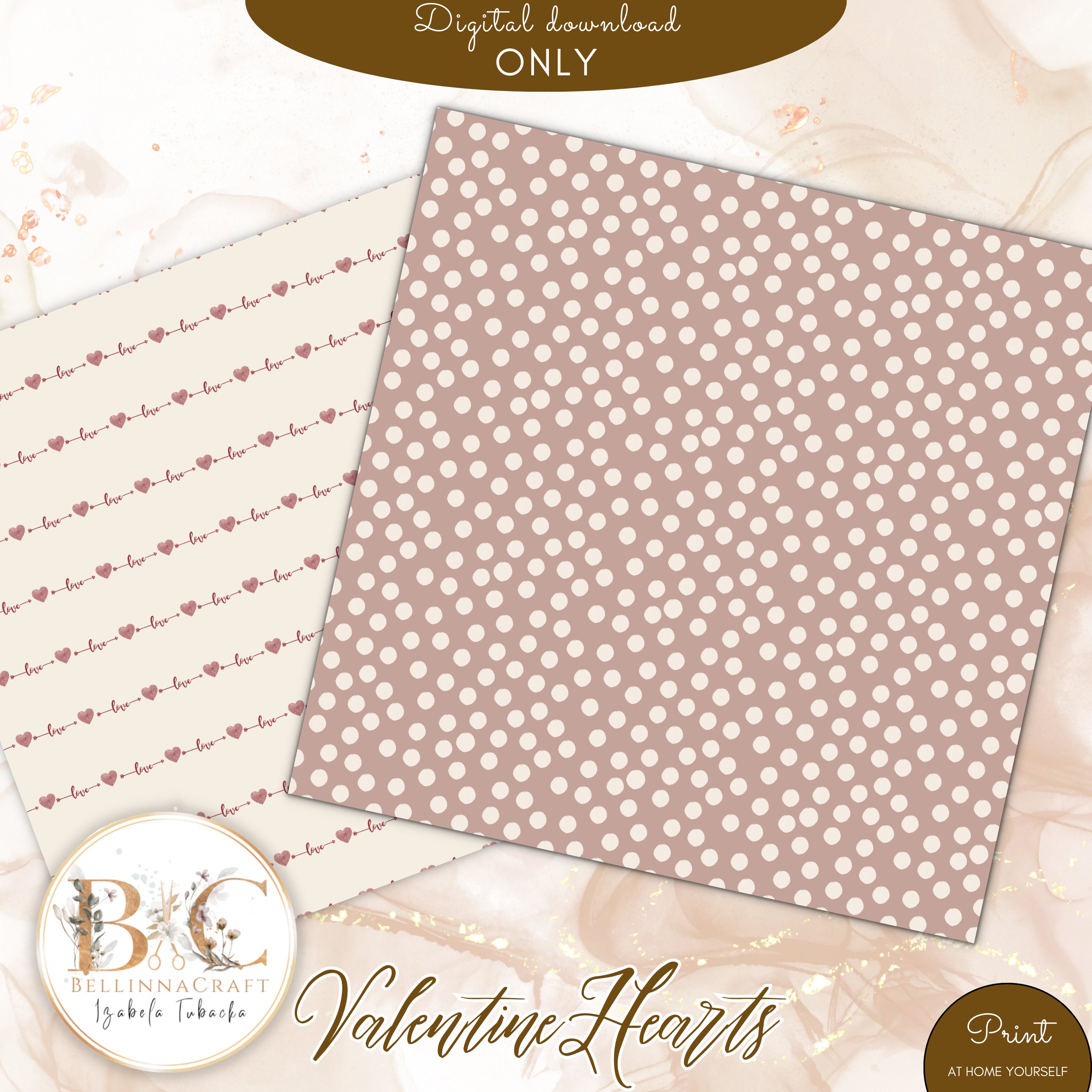 Valentine Hearts Seamless Digital Paper, Scrapbook Paper, Digital Paper ...