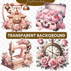 Watercolor Vintage Shabby Chic Clipart, Victorian Decor Clipart, Junk ...