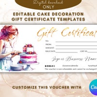Editable Gift Certificate for Cakes and Bakery Shop | Canva Template ...
