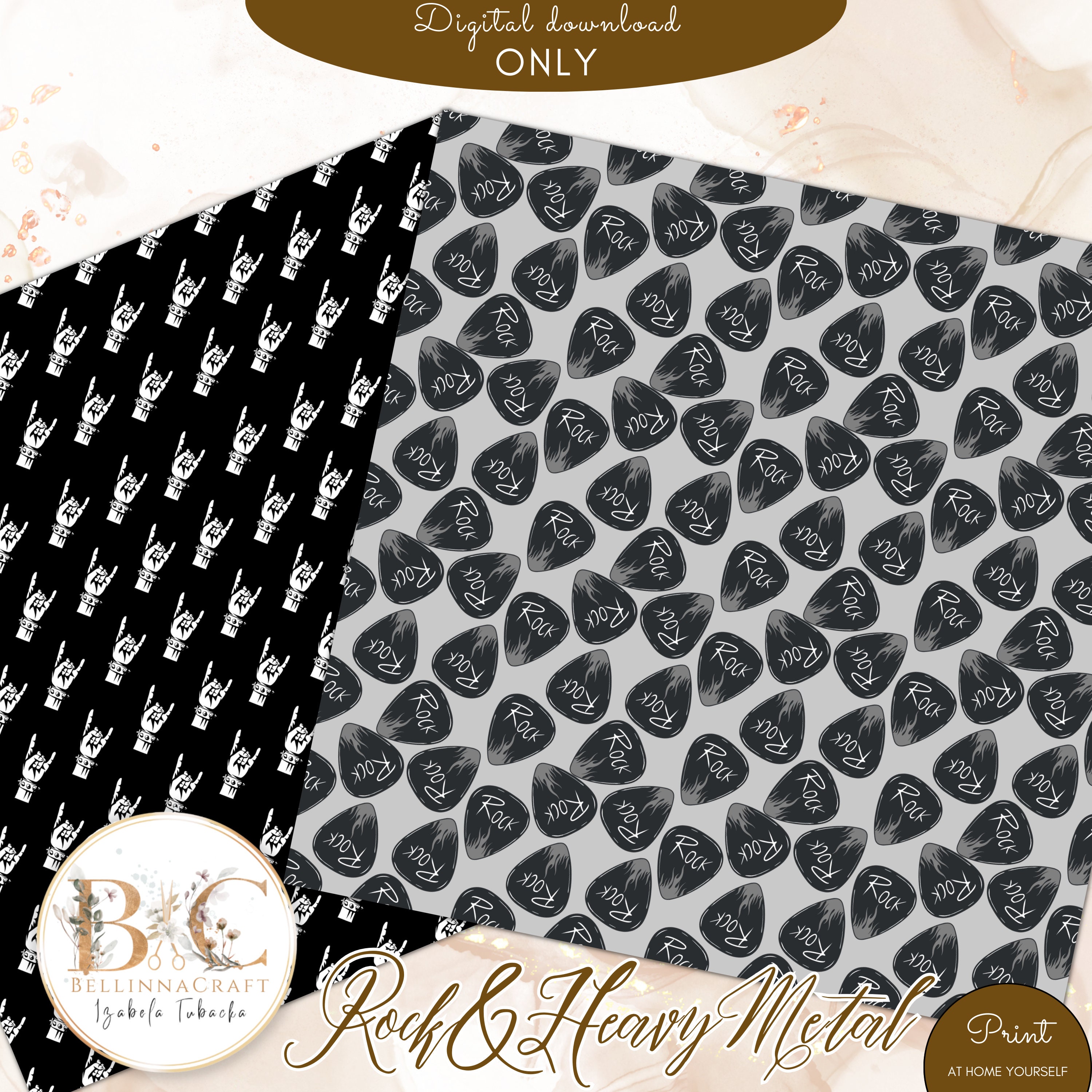 Rock and Heavy Metal Seamless Digital Paper, Scrapbook Paper, Digital ...