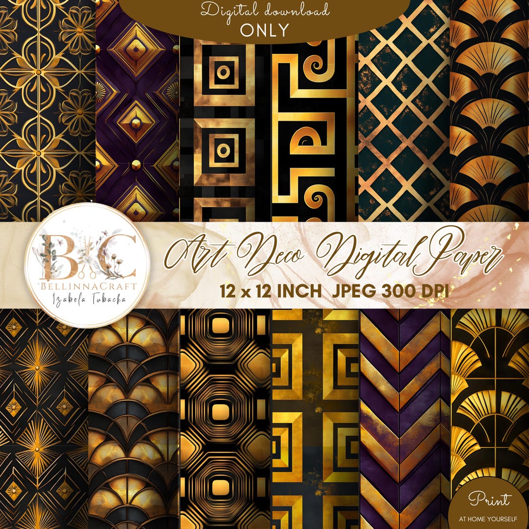 Art Deco Seamless Digital Paper, Distressed Retro Art Deco, Seamless ...