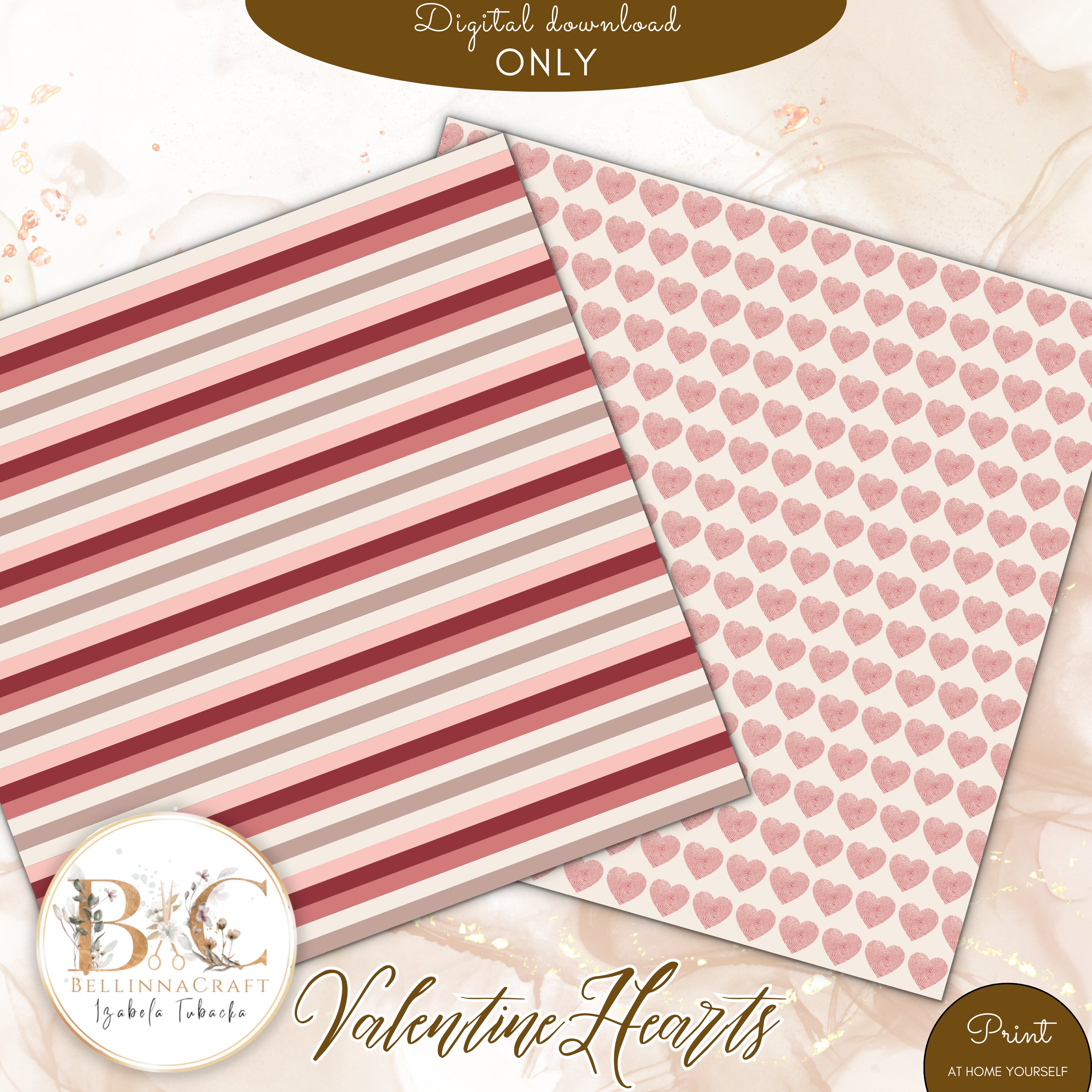 Valentine Hearts Seamless Digital Paper, Scrapbook Paper, Digital Paper ...