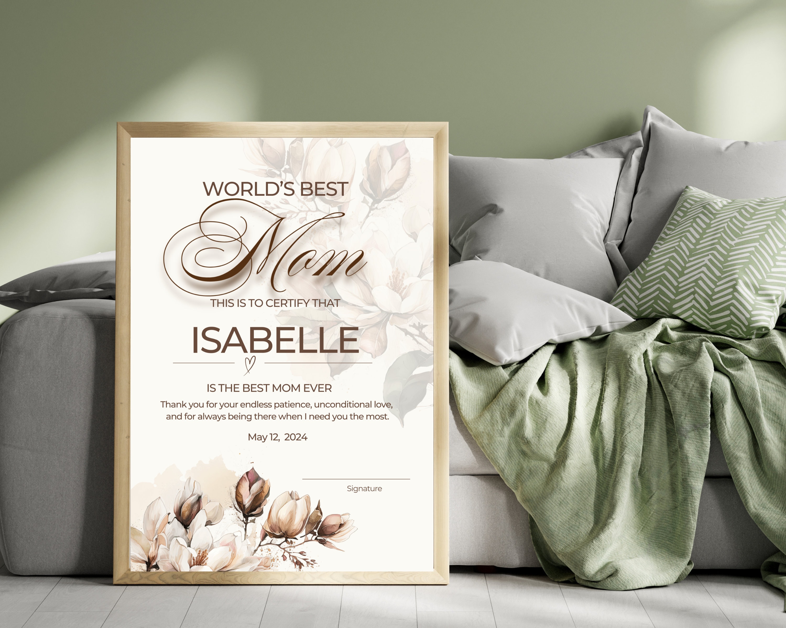 Editable Best Mom Certificate Template Personalized Gift for Mother's ...