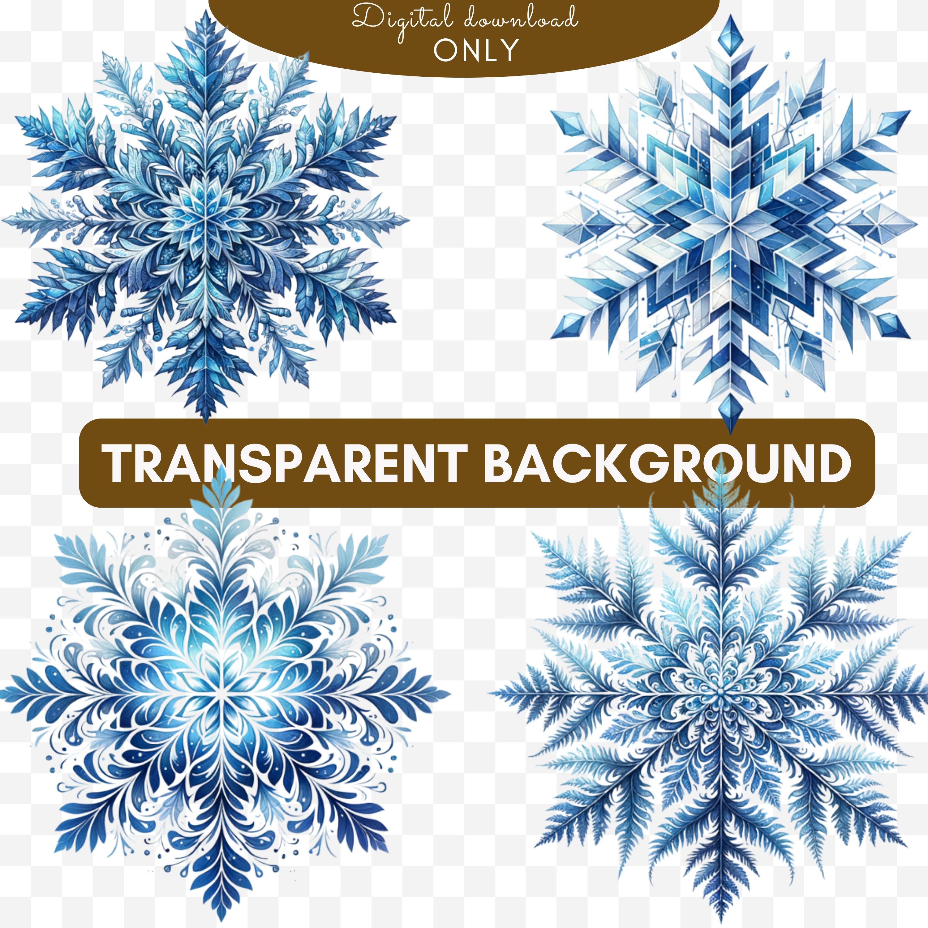 Watercolor Blue Snowflakes Clipart, Winter Snowflake Clipart, Snowflake ...