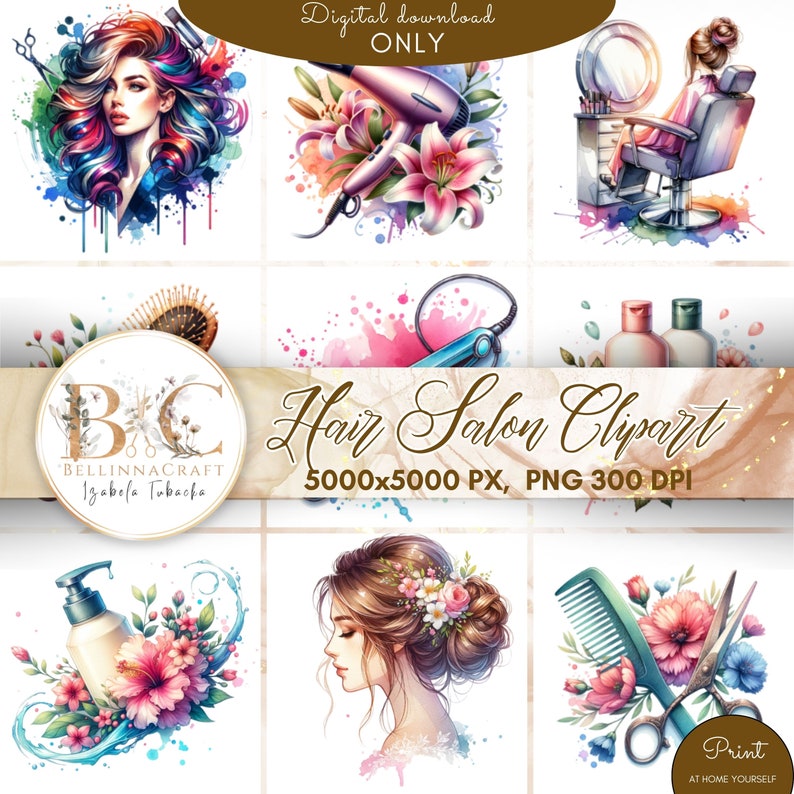 Watercolor Hairdresser Clipart. Hair Salon Clipart. Hair Stylist ...