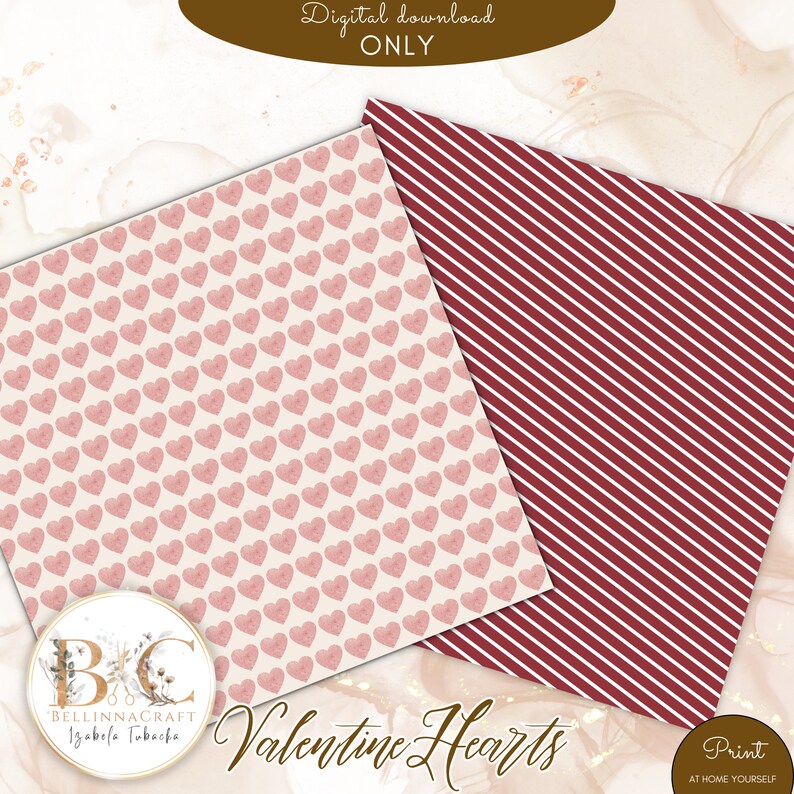 Valentine Hearts Seamless Digital Paper, Scrapbook Paper, Digital Paper ...