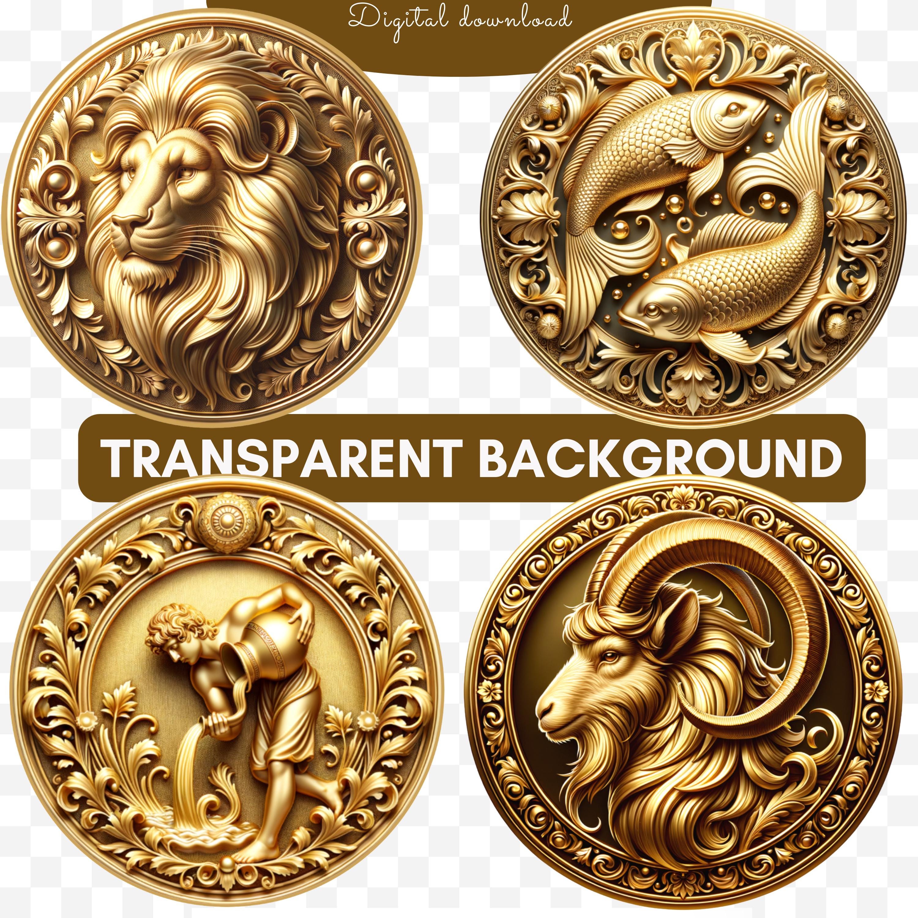 3D Zodiac Signs Clipart, Astrological Symbols, Gold Zodiac Signs ...
