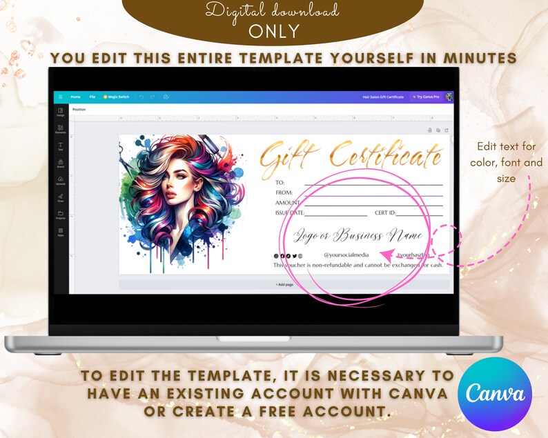 Hair Salon Gift Certificate Template Elegant Hair Stylist Gift Card ...