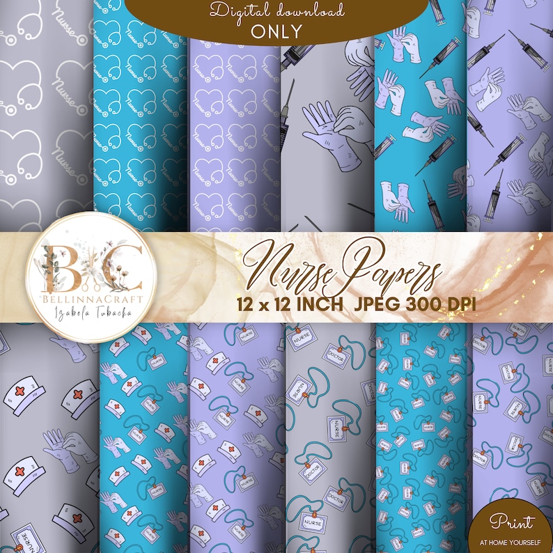 Nurse Seamless Pattern Digital Paper Png Bundle,digital Paper Png,nurse ...