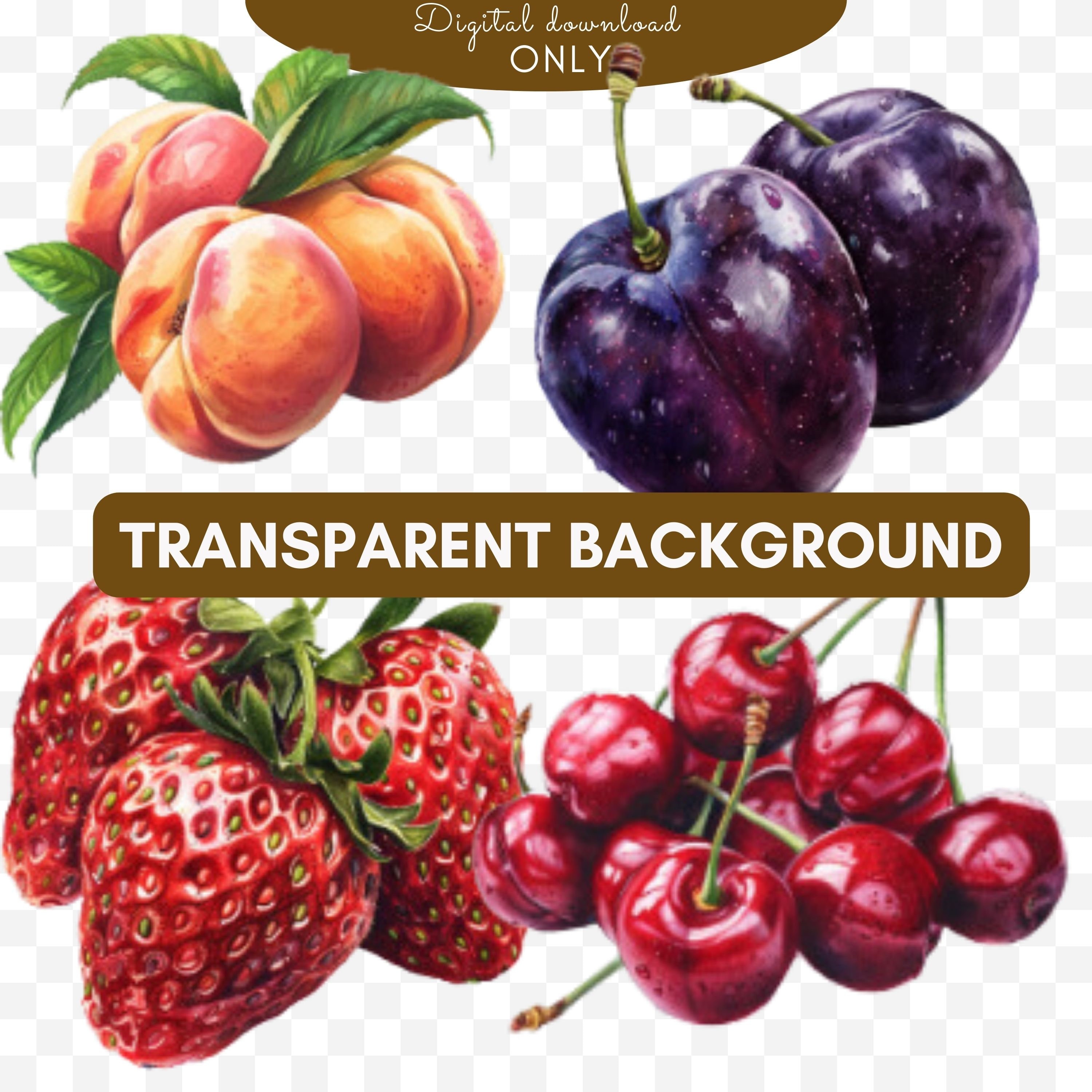 Watercolor Summer Fruit Clipart, Berry Clipart Bundle, Watercolor ...