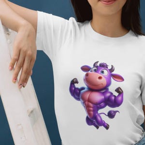 Quirky Bodybuilding Cow 3D Cartoon Clipart, Muscular Cow Clipart ...