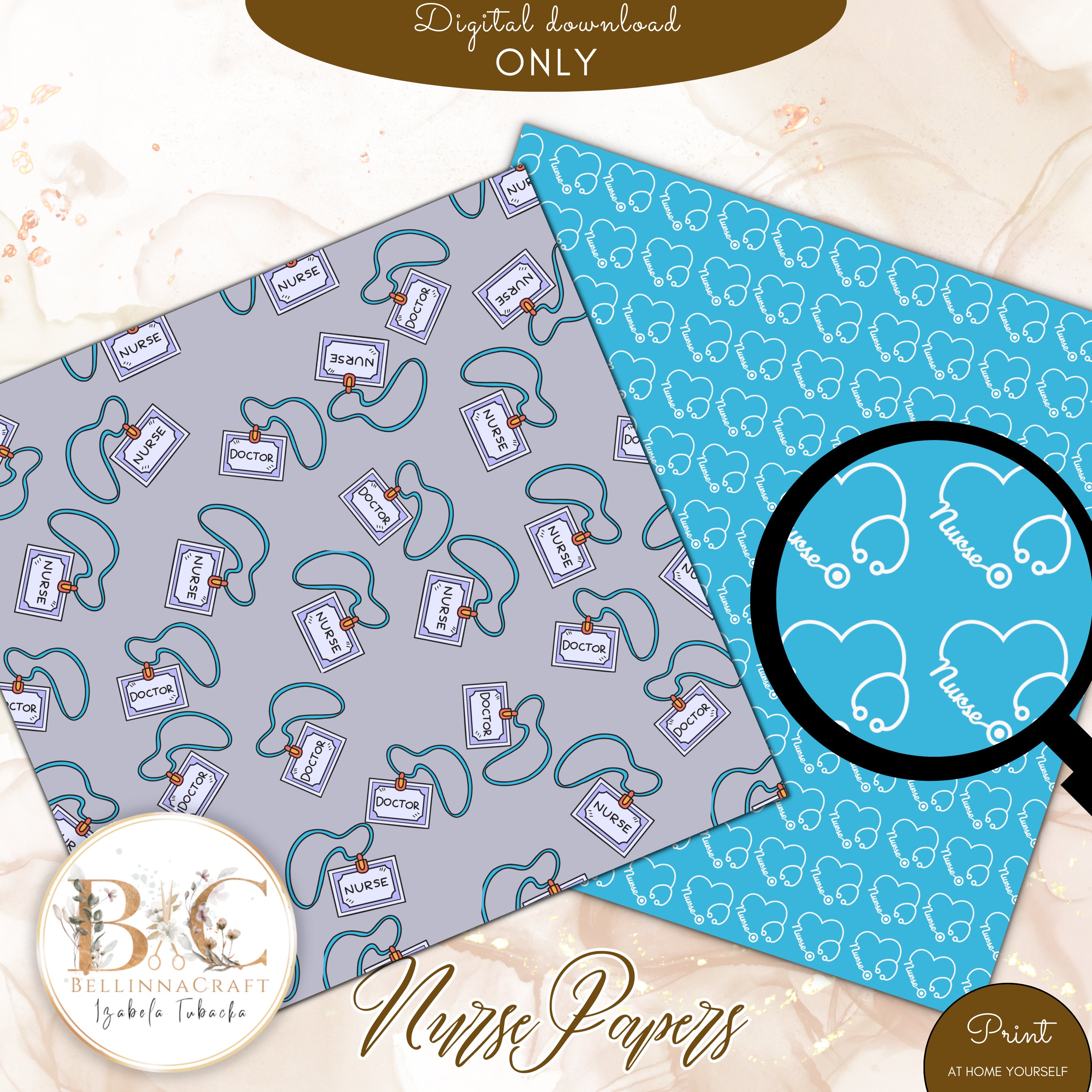 Nurse Seamless Pattern Digital Paper Png Bundle,digital Paper Png,nurse ...