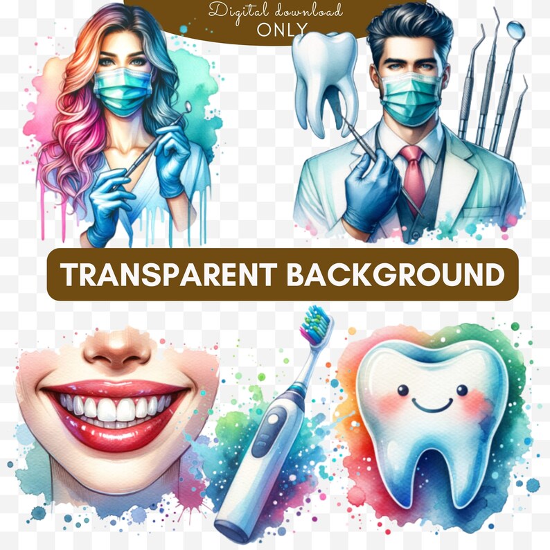 Watercolor Dental Salon Clipart. Dentist Clipart.dental Care Clipart ...