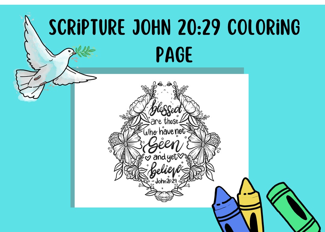 Scripture John 20:29 Coloring Page, Believer, Christian Activity Page ...