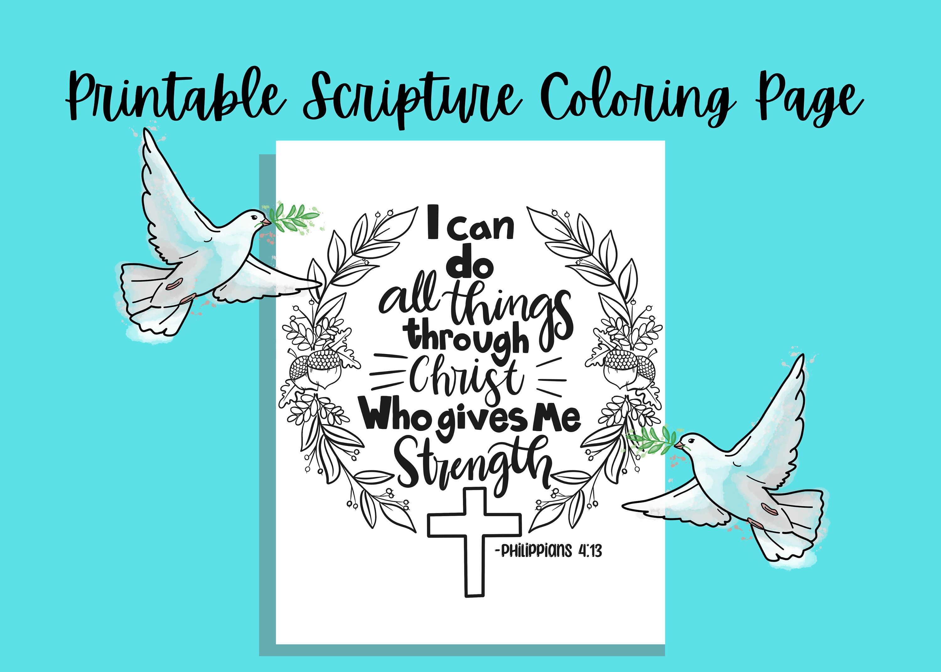 Scripture Printable Coloring Page, Bible Coloring, I Can Do All Things ...