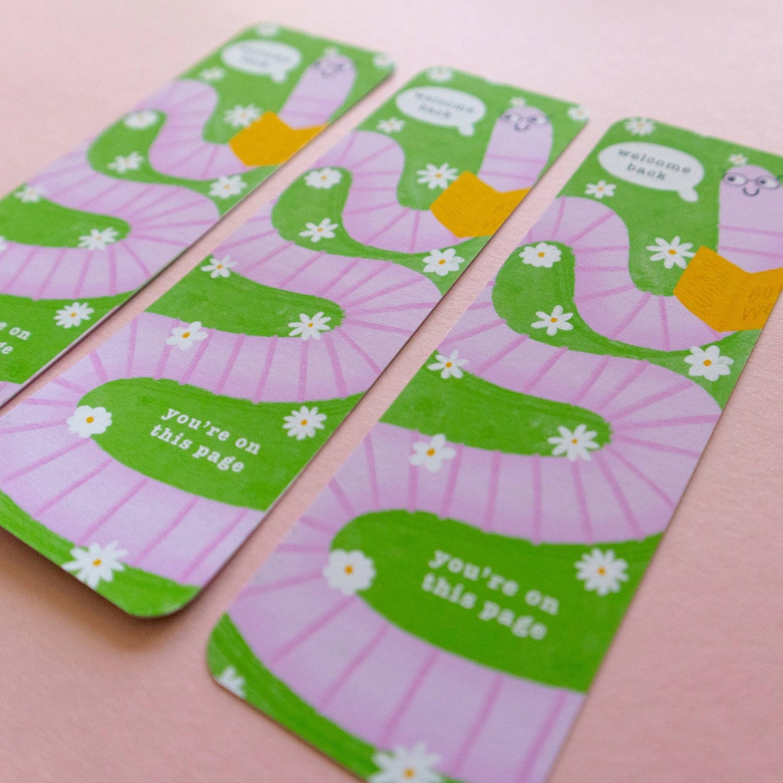 Welcome Back You're on This Page Illustrated Worm Bookmark, Irish ...