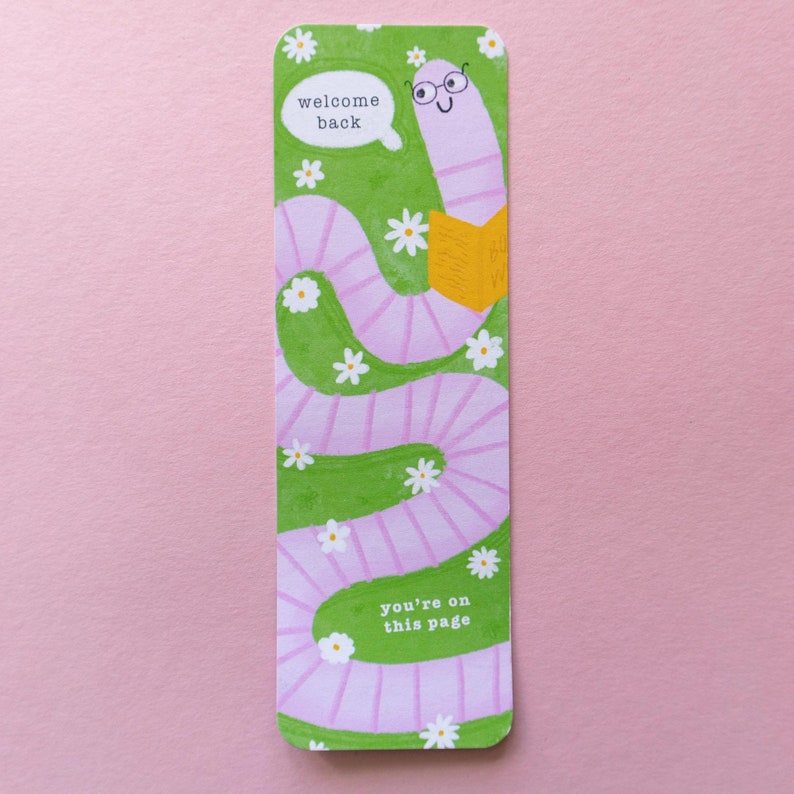 Welcome Back You're on This Page Illustrated Worm Bookmark, Irish ...