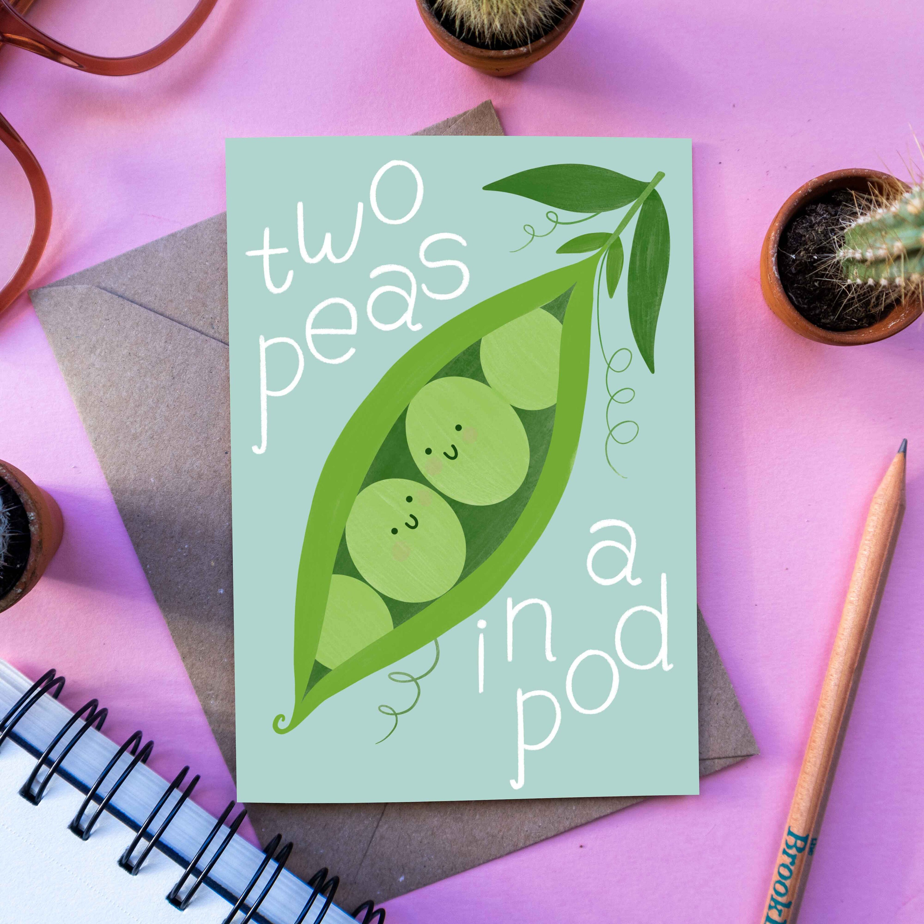 Two Peas in A Pod Card, Irish Greeting Cards, Illustrated Greeting ...