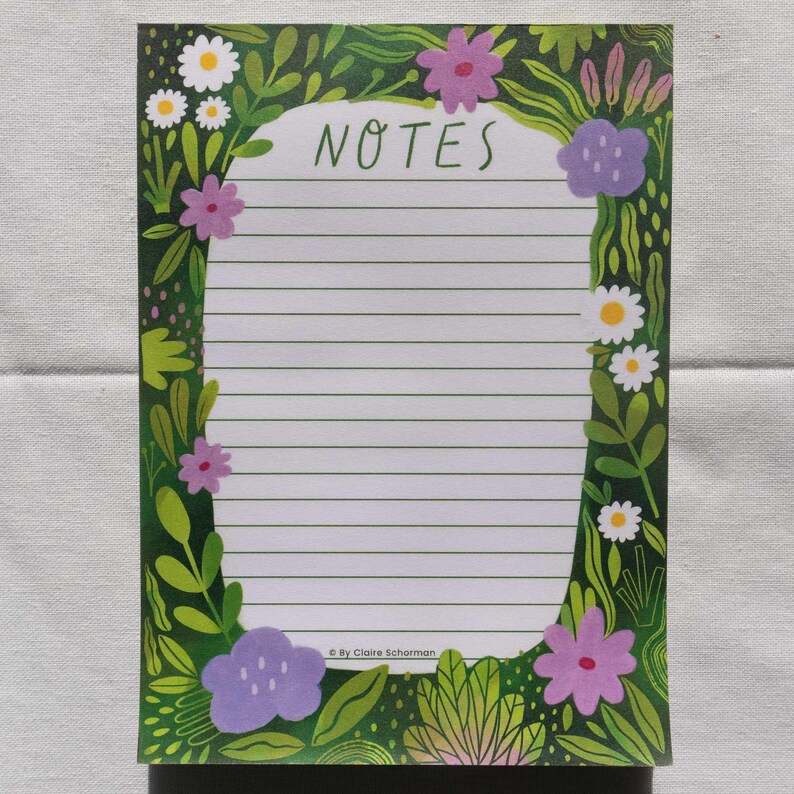 Flower Frame A6 Illustrated Notepad With 50 Pages, Floral Notebook ...