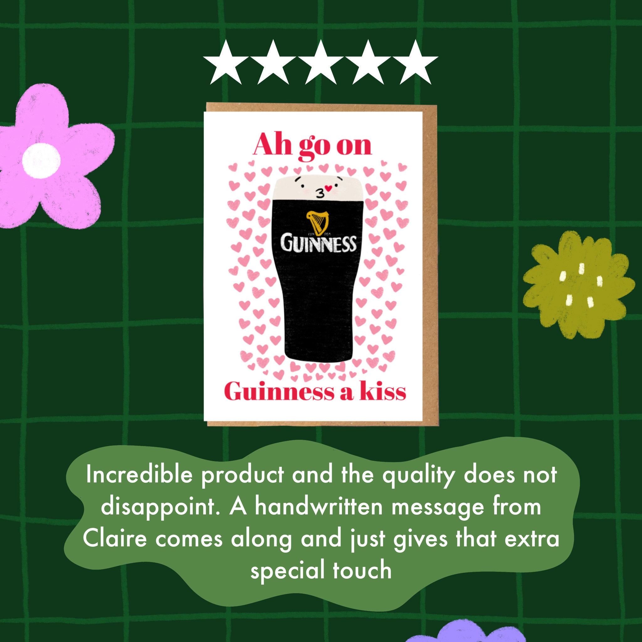 Guinness A Kiss Card, Guinness Greeting Card, Beer Birthday Card, Irish ...