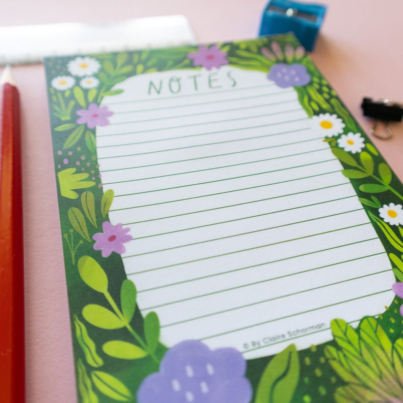 Flower Frame A6 Illustrated Notepad With 50 Pages, Floral Notebook ...