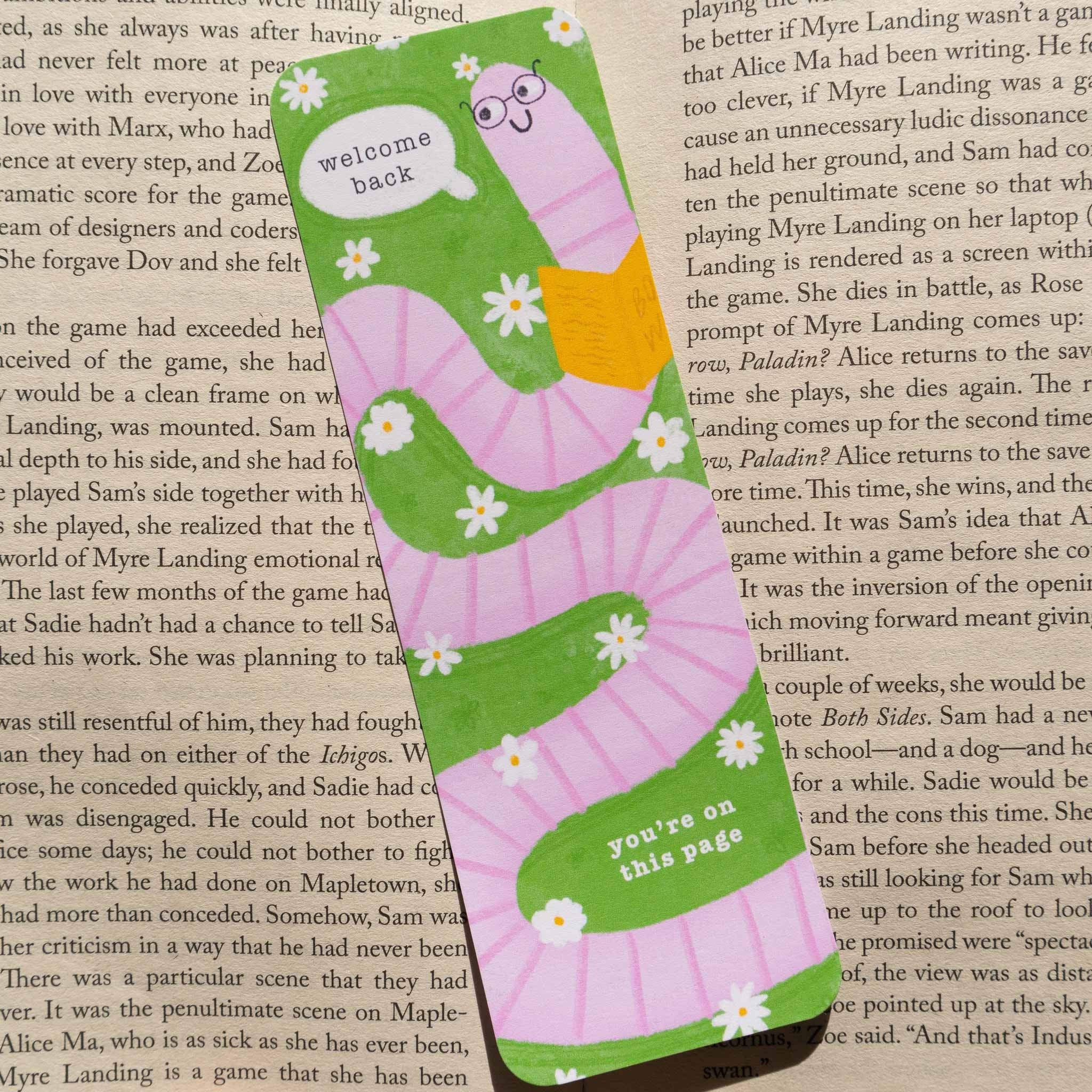 Welcome Back You're on This Page Illustrated Worm Bookmark, Irish ...