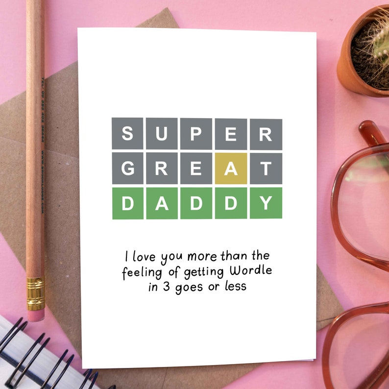 Funny Wordle-themed Card for Dad, Wordle Father's Day Card, Wordle ...