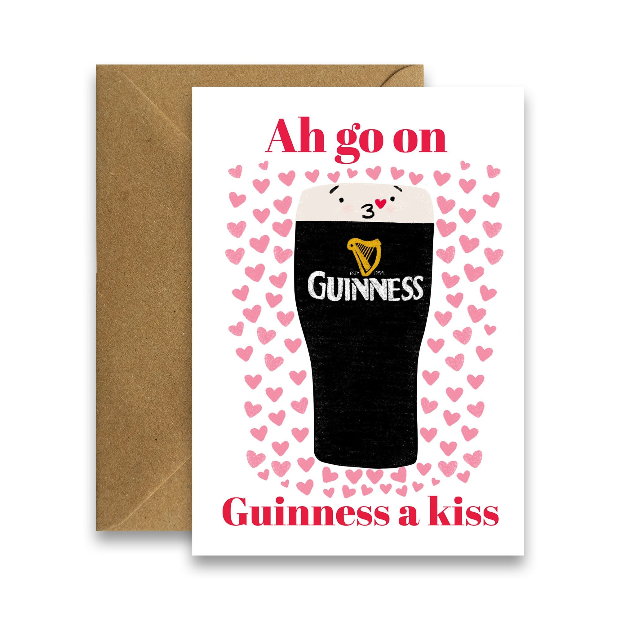 Guinness A Kiss Card, Guinness Greeting Card, Beer Birthday Card, Irish ...